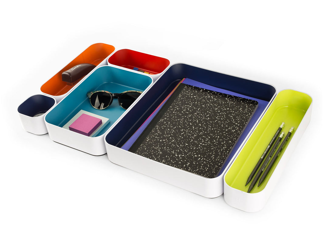 metal stacking bins + drawer organizers sets of 6 2" – three by three ...